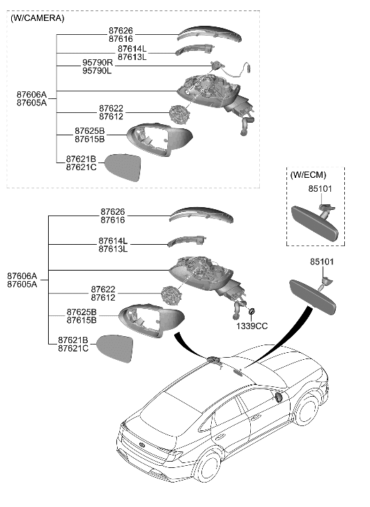 85110-L0000 Genuine Hyundai Mirror Assembly-Rear View Inside
