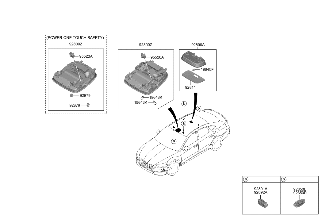 92896-L1000-MMH Genuine Hyundai Vanity Lamp Assembly,Right