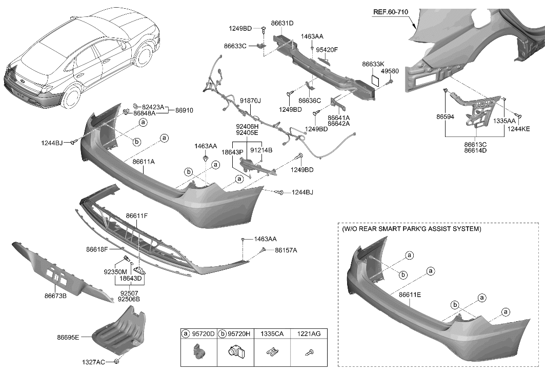 92406-L1000 - Genuine Hyundai LAMP ASSY-REAR FOG & R/REFL,RH