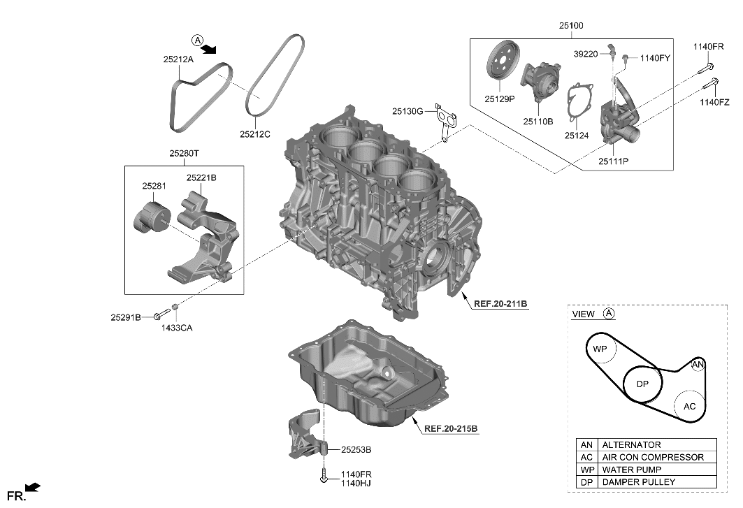 25110-2S000 Genuine Hyundai Pump Sub Assembly-Coolant