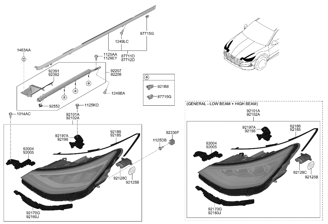 92101-L0100 - Genuine Hyundai LAMP ASSY-HEAD,LH