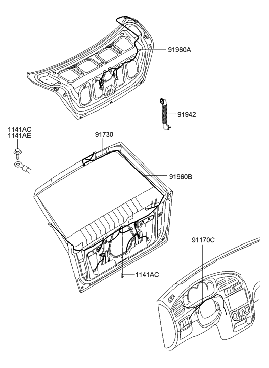 91172-2D010 Genuine Hyundai Wiring Harness-S/W Extension