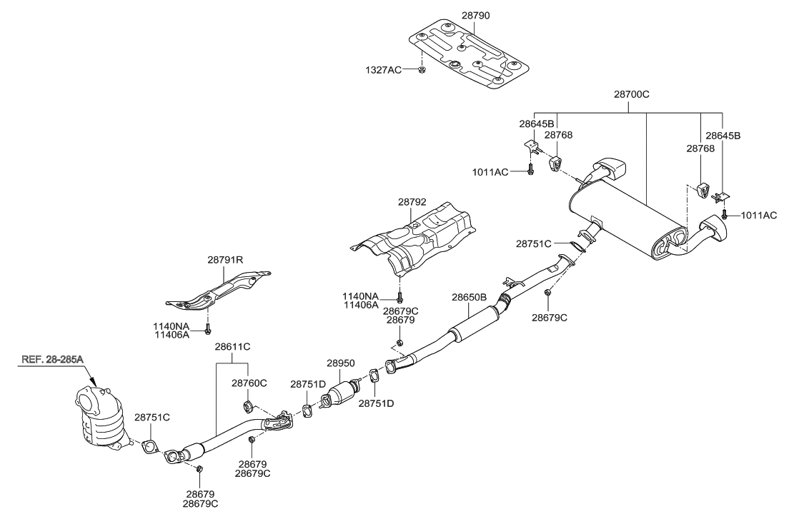 28950-3CKE0 - Genuine Hyundai CONVERTER ASSEMBLY-CATALYTIC, LH