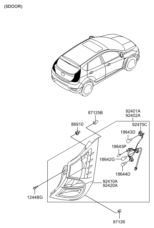 92402-1R210 - Genuine Hyundai LAMP ASSEMBLY-REAR COMBINATION,RH