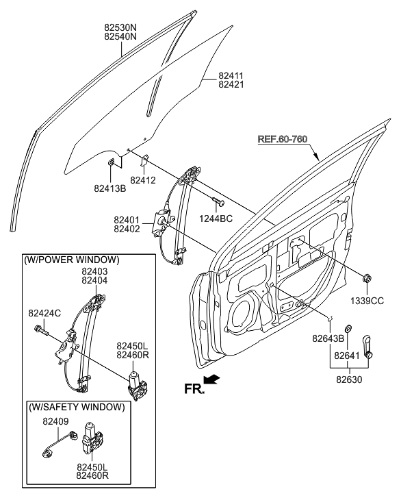 2017 Hyundai Accent Front Door Window Regulator & Glass