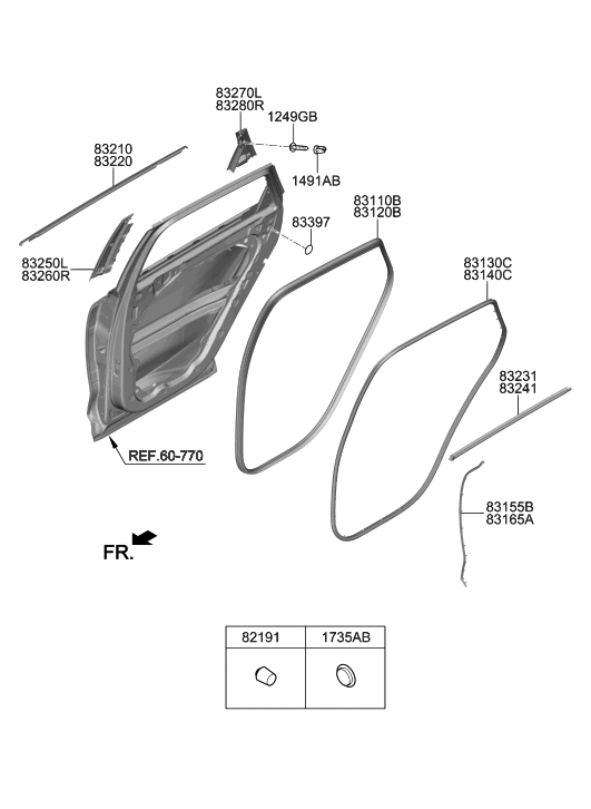 83220-M5002 Genuine Hyundai W/STRIP Assembly-RR Dr Belt O/S RH
