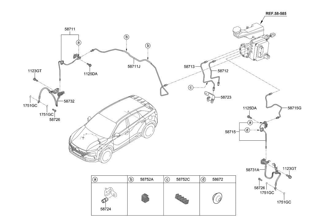 58732-M5000 Genuine Hyundai Hose-Brake Front,RH
