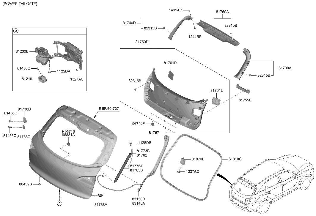 81730-M5000-UUG - Genuine Hyundai TRIM ASSY-TAIL GATE FRAME SIDE