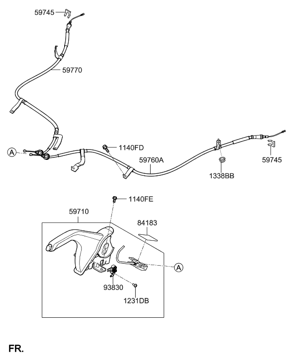 59710-J0000-TRY Genuine Hyundai Lever Assembly-Parking Brake