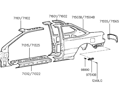 71504-23653 Genuine Hyundai Panel Assembly-Quarter Outer,RH