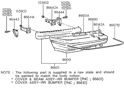 86651-23000 Genuine Hyundai Blind-Rear Bumper