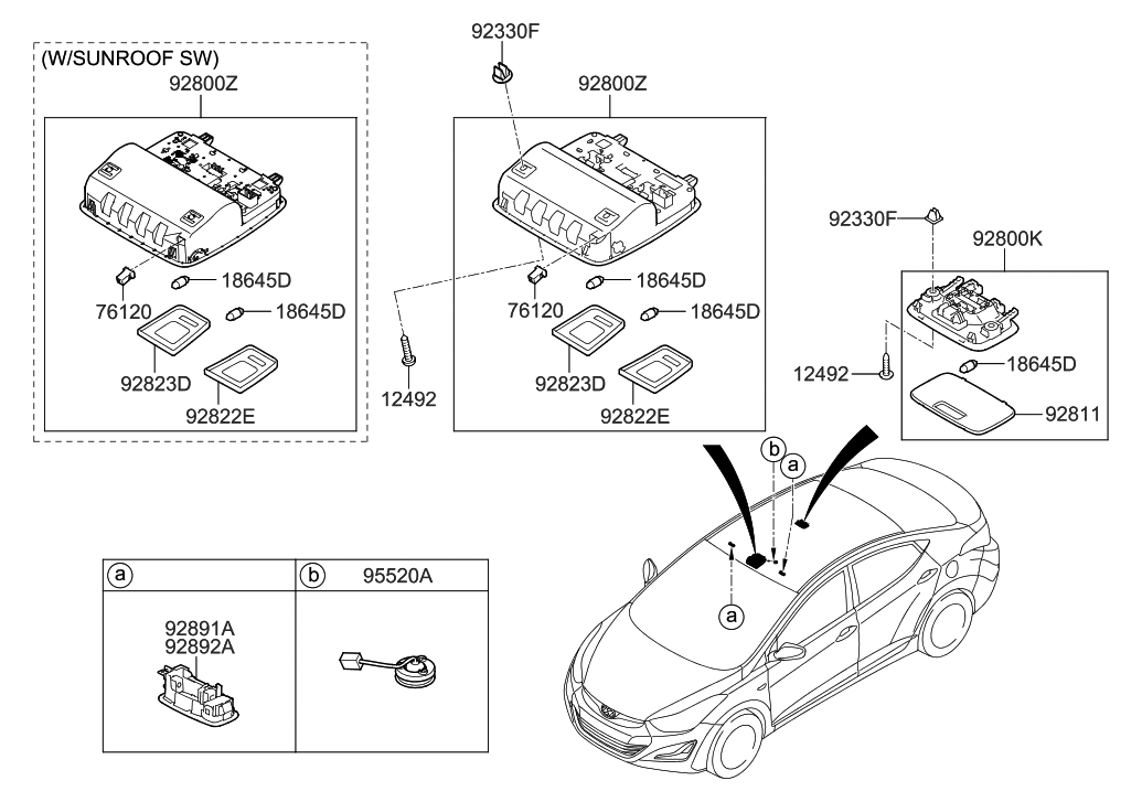 92800-3X550-TX - Genuine Hyundai LAMP ASSEMBLY-OVERHEAD CONSOLE