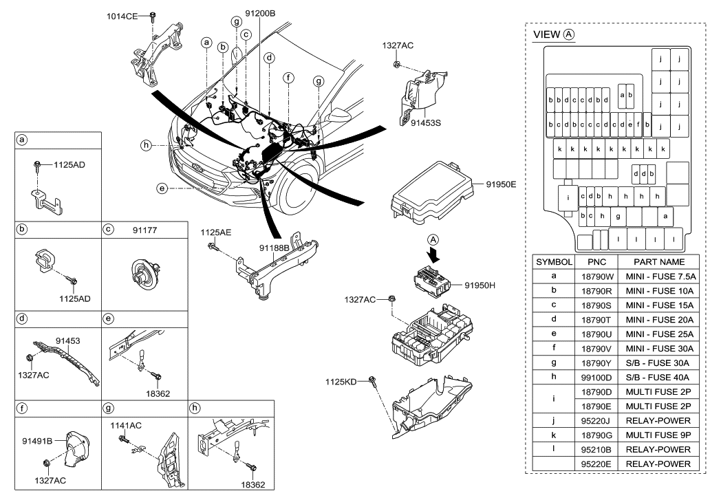 91200-F3022 Genuine Hyundai Wiring Assembly-Front