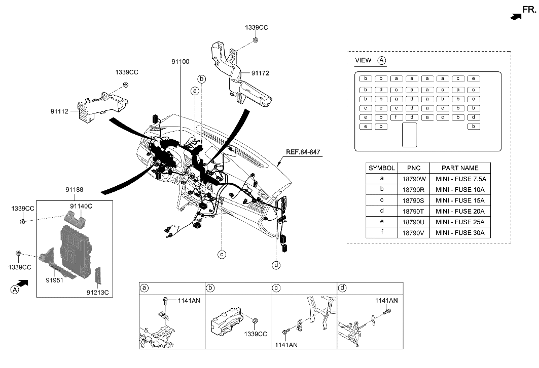 91100-F3861 Genuine Hyundai Wiring Assembly-Main