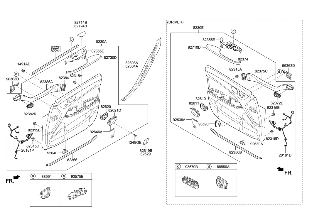 82365-3N000-TU Genuine Hyundai Cover Assembly-FR Dr Pull HDL,RH