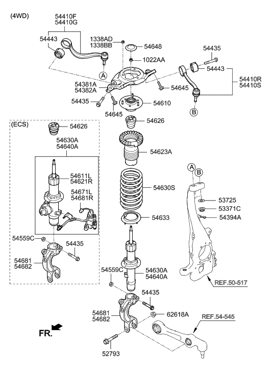 54605-B1000 - Genuine Hyundai SHOCK ABSORBER ASSEMBLY-FRONT,LH