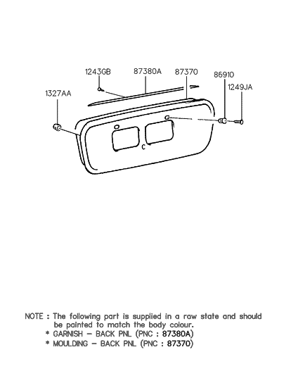 87370-34500 Genuine Hyundai Moulding-Back Panel
