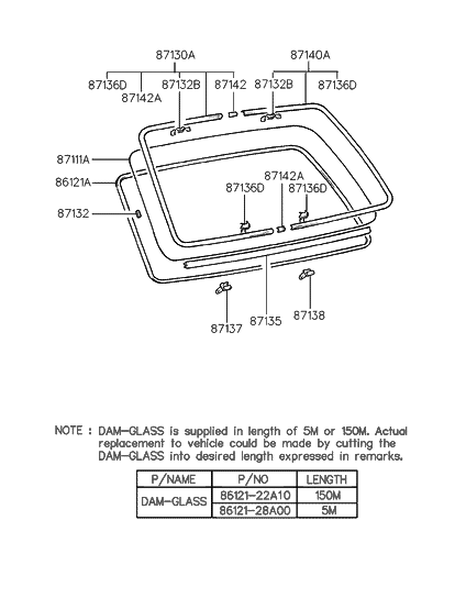 87132-34000 Genuine Hyundai Joint-Rear Window Moulding,Lower