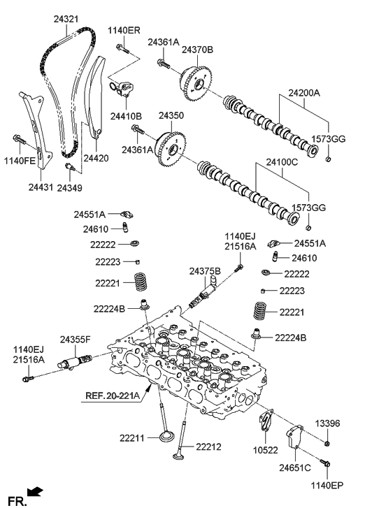 24200-2E110 Genuine Hyundai Camshaft Assembly-Exhaust