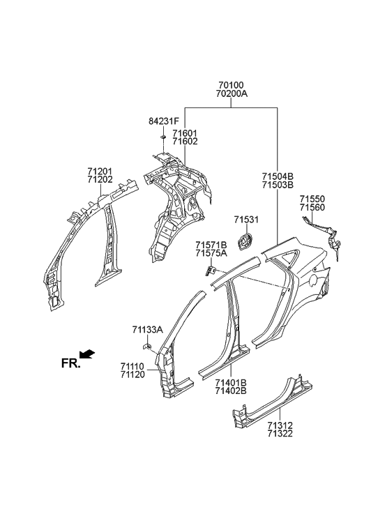 70100-4WA00 Genuine Hyundai Panel Assembly-Quarter Complete,LH