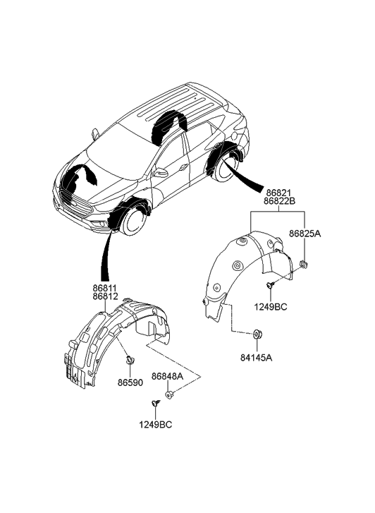 86812-4W000 Genuine Hyundai Front Wheel Guard Assembly,Right