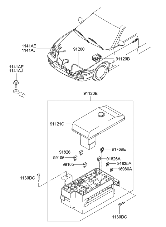 91200-3D260 Genuine Hyundai Wiring Assembly-Engine