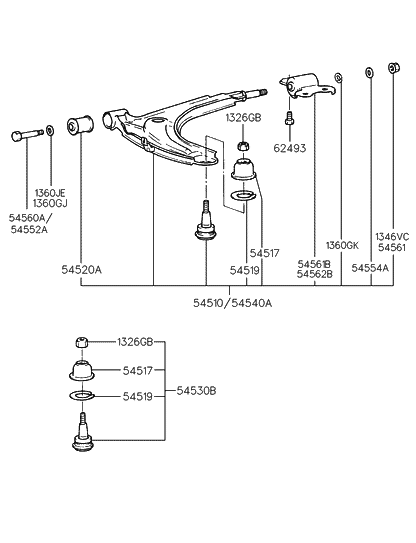 54551-29010 Genuine Hyundai Bush-Lower Arm,Rear