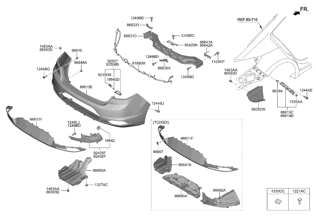 86612-F2AC0 - Genuine Hyundai COVER-RR BUMPER LWR