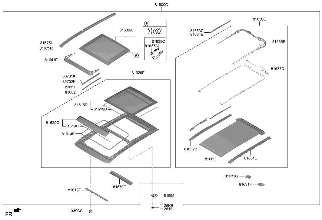 81620-S1000 - Genuine Hyundai GLASS ASSY-PANORAMAROOF,FRT