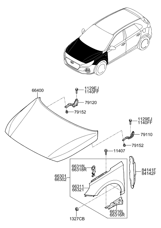 66321-G3000 Genuine Hyundai Panel-Fender,RH