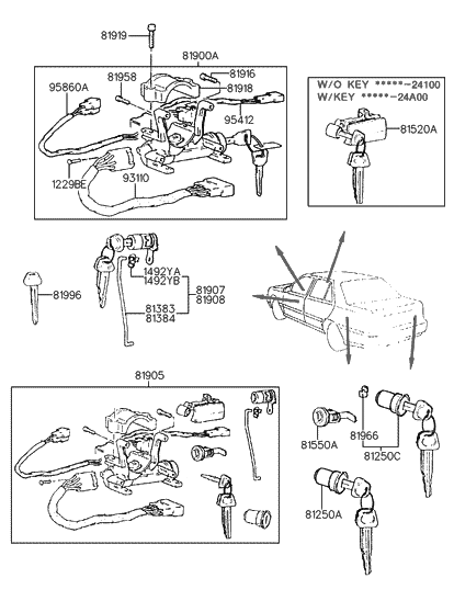 81900-24B11 Genuine Hyundai Lock Assembly-Steering & Ignition
