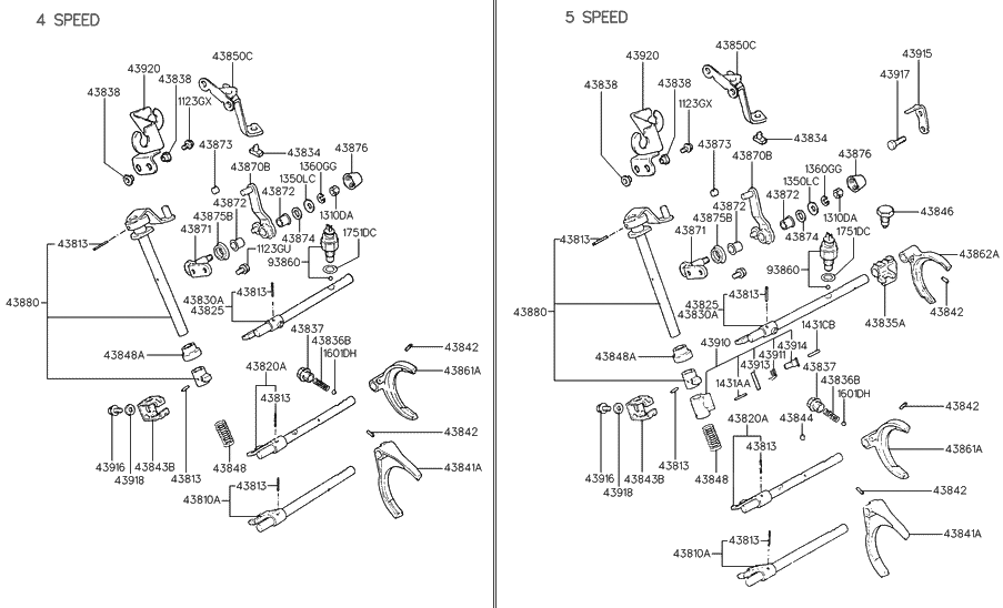 43820-34001 Genuine Hyundai Rail Sub Assembly-Shift(3&4)