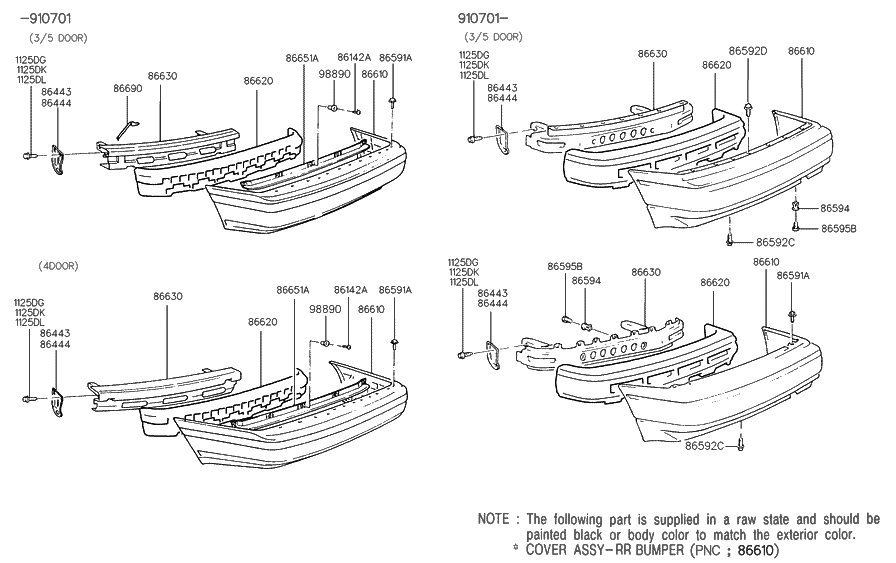 86610-24050 Genuine Hyundai Rear Bumper Cover Assembly