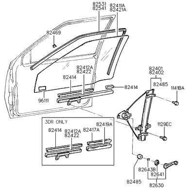 82421-24210 Genuine Hyundai Glass-Front Door Window RH