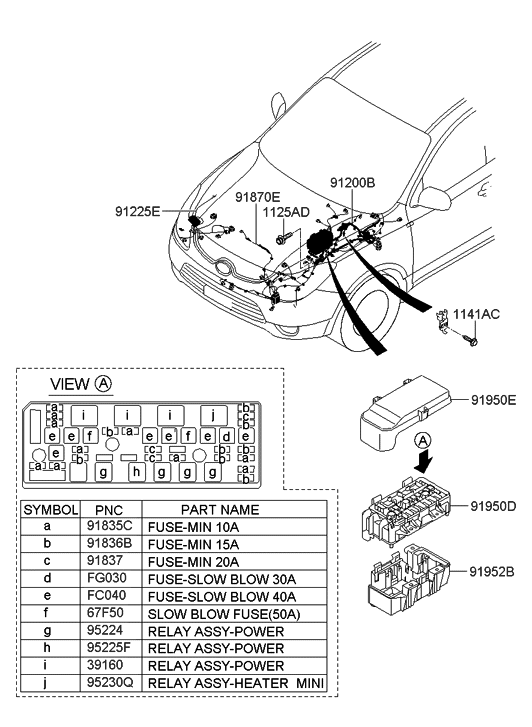 91200-3J290 Genuine Hyundai Wiring Assembly-Front