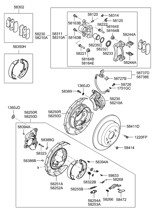 58251-3J000 Genuine Hyundai Plate Assembly-Rear Brake Back,LH
