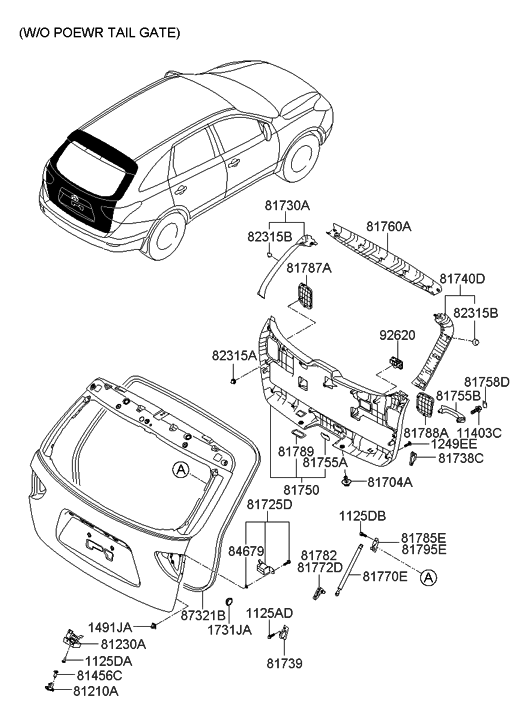81755-3J000-WK Genuine Hyundai Cover-TAILGATE Trim