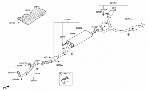 Muffler & Exhaust Pipe - 2017 Hyundai Santa Fe