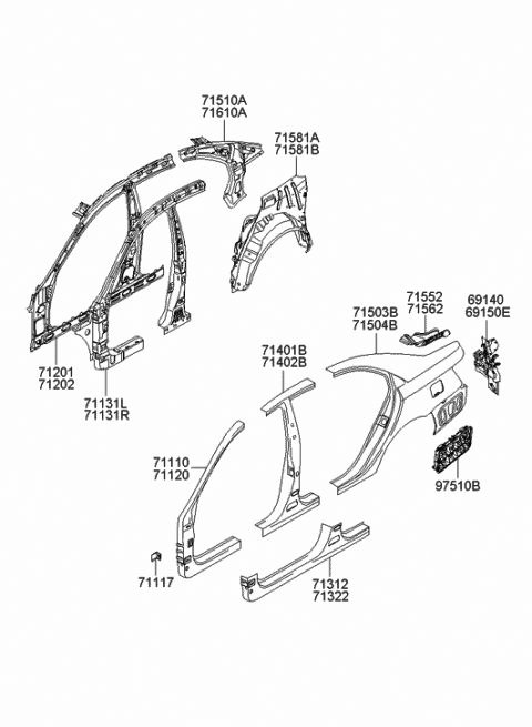 71120-0AA00 Genuine Hyundai Panel Assembly-Pillar Ot