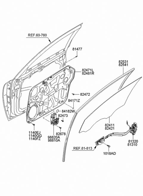 82471-3K500 Genuine Hyundai Front Driver Side Window Regulator
