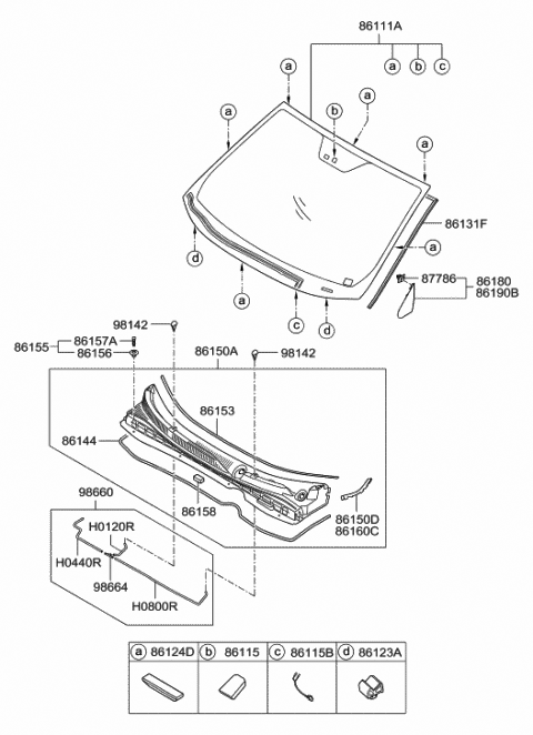 86153-2S500 Genuine Hyundai Cover Assembly-Cowl Top Side,LH