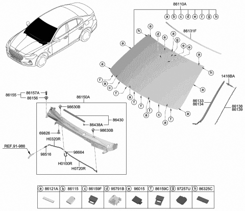 86111-G9040 Genuine Hyundai Windshield Glass Assembly