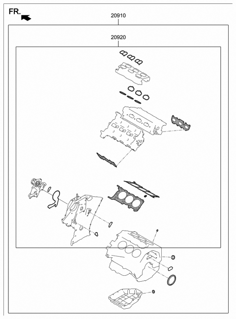 20910-2CA03 Genuine Hyundai Gasket Kit-Engine Overhaul