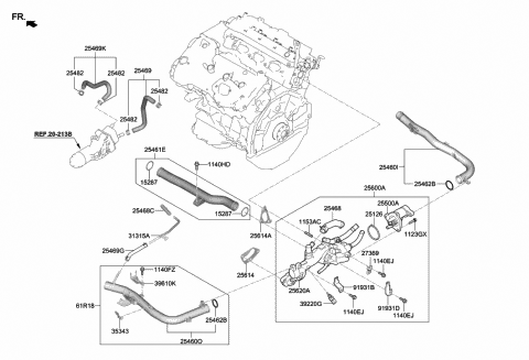 25470-2CTB0 Genuine Hyundai Pipe Assembly-Heater