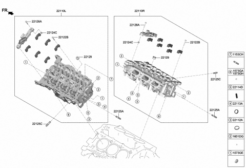 22110-3L150 Genuine Hyundai Head Sub Assembly-Cylinder, RH
