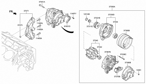 37300-2CTA0 Genuine Hyundai Generator Assembly