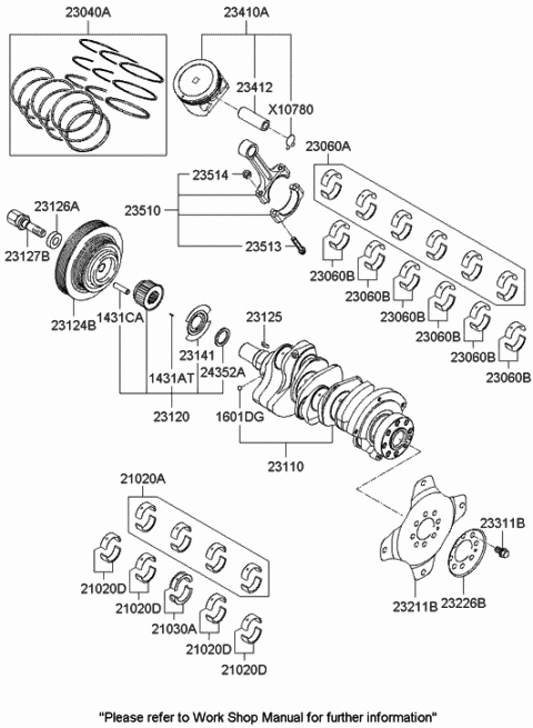 Crankshaft & Piston - 2005 Hyundai XG350