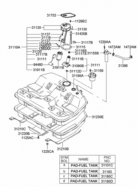 31210-39100 Genuine Hyundai Band Assembly-Fuel Tank LH