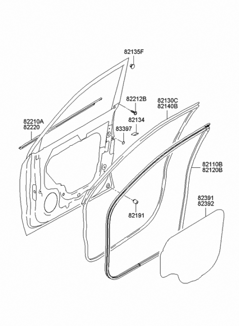 Front Door Moulding - 2004 Hyundai Tucson