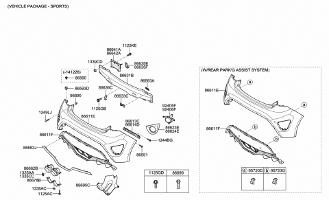 86610-2V510 Genuine Hyundai Rear Bumper Cover, Upper